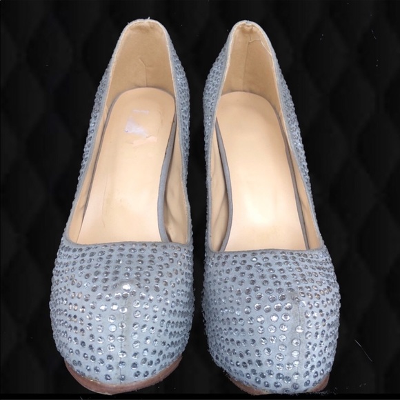 Custom 👠 | Shoes | Grey And Silver Rhinestone Platform Heels | Poshmark